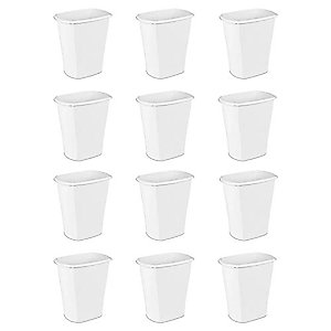 Sterilite 10538006 10 Gallon Ultra Plastic Wastebasket Trash Can for Home Bedrooms, Kitchens, or Office Spaces, White (12 Pack)