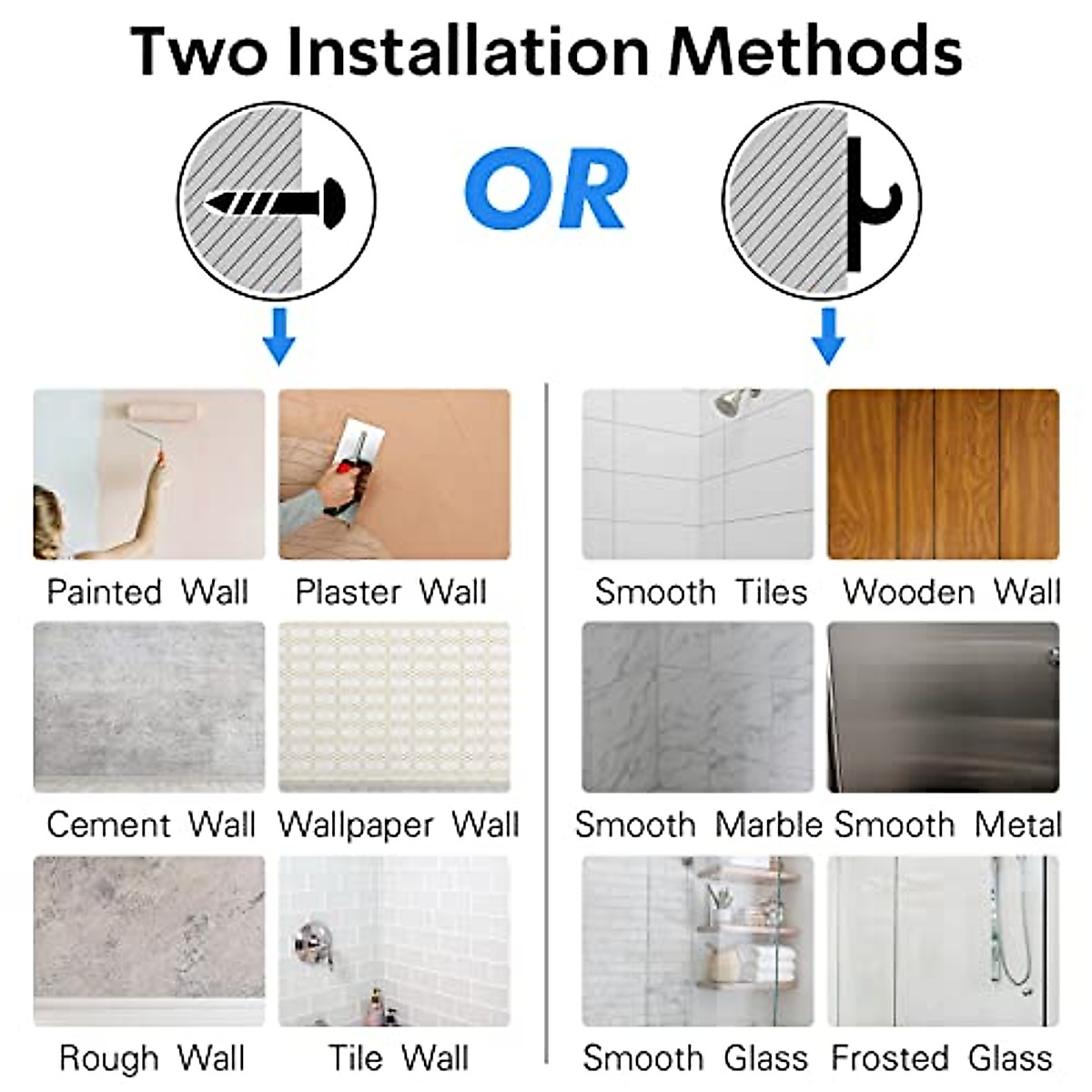 Awegety 4 Pack Shower Caddy Shelf Organizer with Soap Holder, Shower Shelves Basket with Adhesives/Screws Stainless Steel Bathroom Shelves with Hooks, Shower Storage Rack for Bathroom Kitchen Black