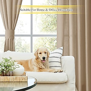 NICETOWN Thick Linen Strong Magnetic Curtain Tiebacks - Natural Decorative Curtain Ties Wide Straps Holdbacks for Modern Curtains (Burlap, 11.8 X 4 Inches, Set of 4)