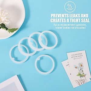 5pcs Replacement Gasket for Takeya Actives, Water Bottle Lid Gaskets Compatible Replacement Ring 18oz 22oz 24oz 32oz 40oz Water Bottle Washer with Spout Cap Rubber Seals(Not for Takeya Original)