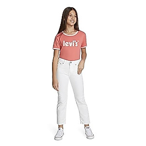 Levi's Girls High Rise Straight Fit Jeans, White, 14 US