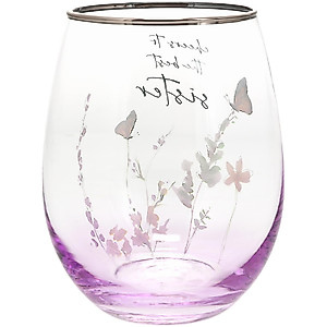 Pavilion - Sister 20 ounce Stemless Wine Glass, Modern Rainbow Wine Glass, Sister Gifts, Great Wine Glass Gifts For Sister, Women, Sisters Gifts From Sisters, 1 Count, Multicolor