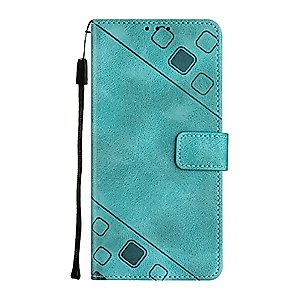 NVWA Compatible with Oppo A96 / Reno 7Z 5G Case with Wallet Credit Card Slots Kickstand and a Wrist Strap Green Leather Protective Cover with Embossed Design
