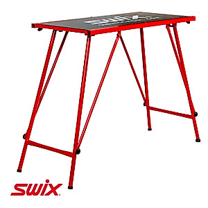 Swix T754 Economy Waxing Table 96cm x 45cm | Durable Compact Wax Table for Skis & Snowboard with One Leg Height Adjustment, Red