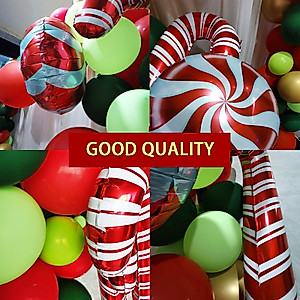 Bonropin Christmas Balloon Garland Arch kit with Xmas Red Gold Dark Green Balloon Fresh Green Balloon and Candy Balloons Gift Box Balloons Red Star Balloons Rich for Christmas Party Decorations
