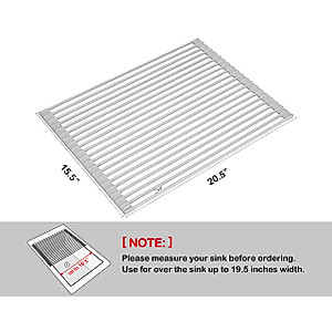 Surpahs Over Sink Foldable Multipurpose Roll-Up Dish Drying Rack, Silicone Wrapped Stainless Steel,Warm Gray, 20.5" x 15.5" (Pack of 2)