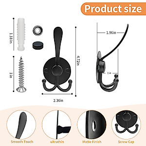 FUWARMTH 6 Pack Coat Hooks Heavy Duty Retro Three Wall Mount Utility Coat Hooks Versatile Wall Mount Coat Hooks Ideal for Coats, Clothing, Hats, Bags, Towels, Scarves, Keys, and Caps