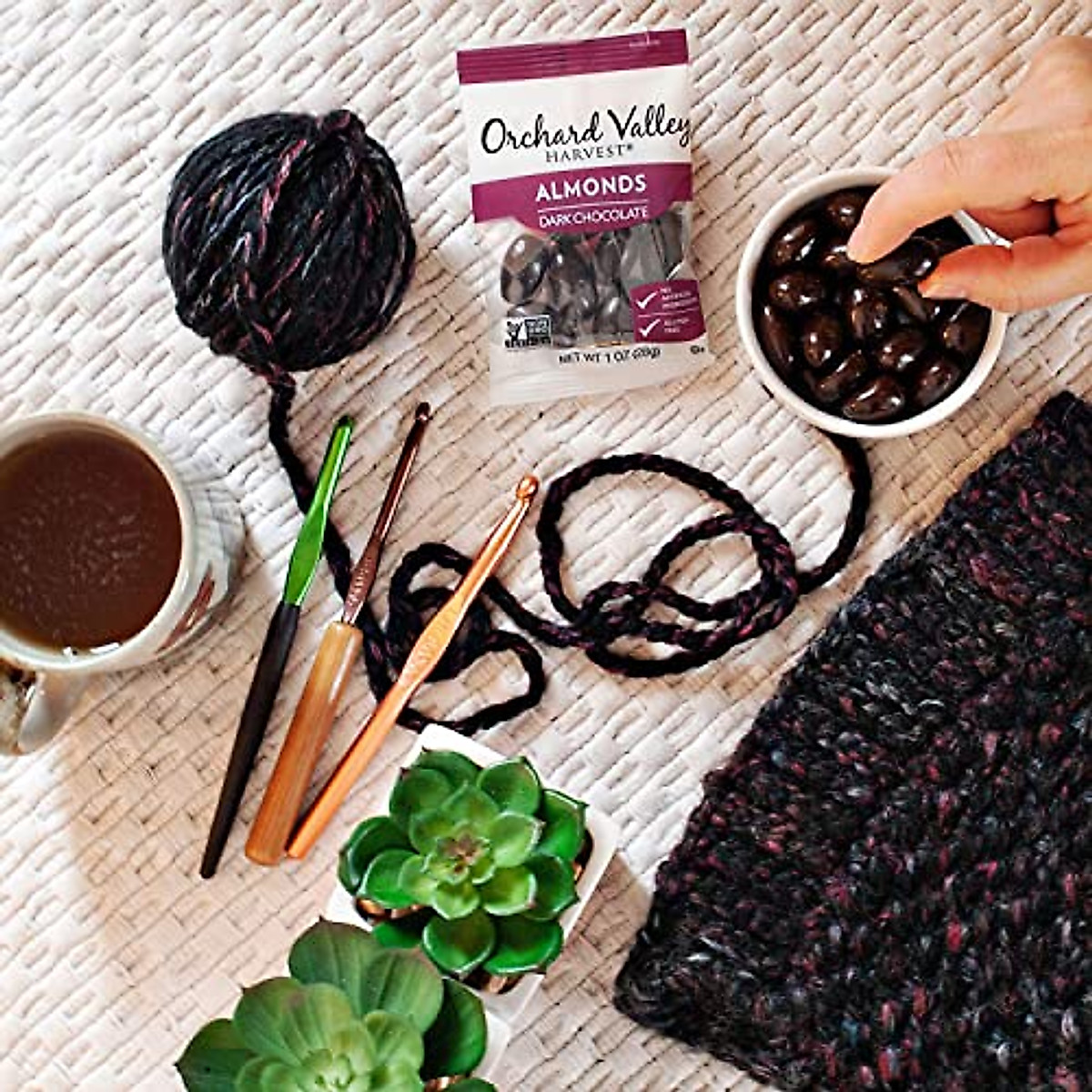 Orchard Valley Harvest Dark Chocolate Almonds, 1 Ounce Bags (Pack of 15), Gluten Free, Non-GMO, No Artificial Ingredients