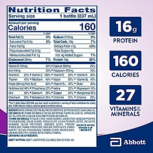 Ensure High Protein Nutritional Shake with 16g of Protein, Ready-to-Drink Meal Replacement Shakes, Low Fat, Vanilla, 8 Fl Oz (Pack of 24)