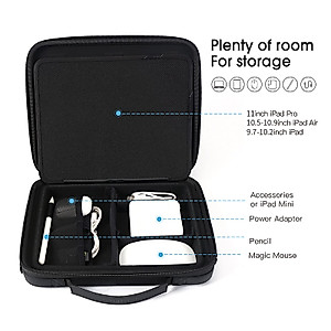 Smatree 10-11inch iPad Hard Carring Case for 11inch iPad Pro M4 2024/2023,10.9inch iPad Air 2022,10.2 iPad/10.5 iPad Air Sleeve Bag, 8.3inch iPad Mini 6 Bag, Tablet and Accessories Shoulder Bag, Black