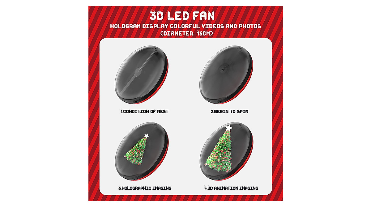 3D Hologram Fan Christmas Ball Tree Topper - Vibrant Holiday Decor