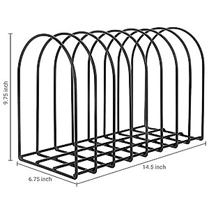 MyGift Large Desktop Document Holder, Black Metal Wire File Folder Organizer Rack with 8-Slots and Arch Design