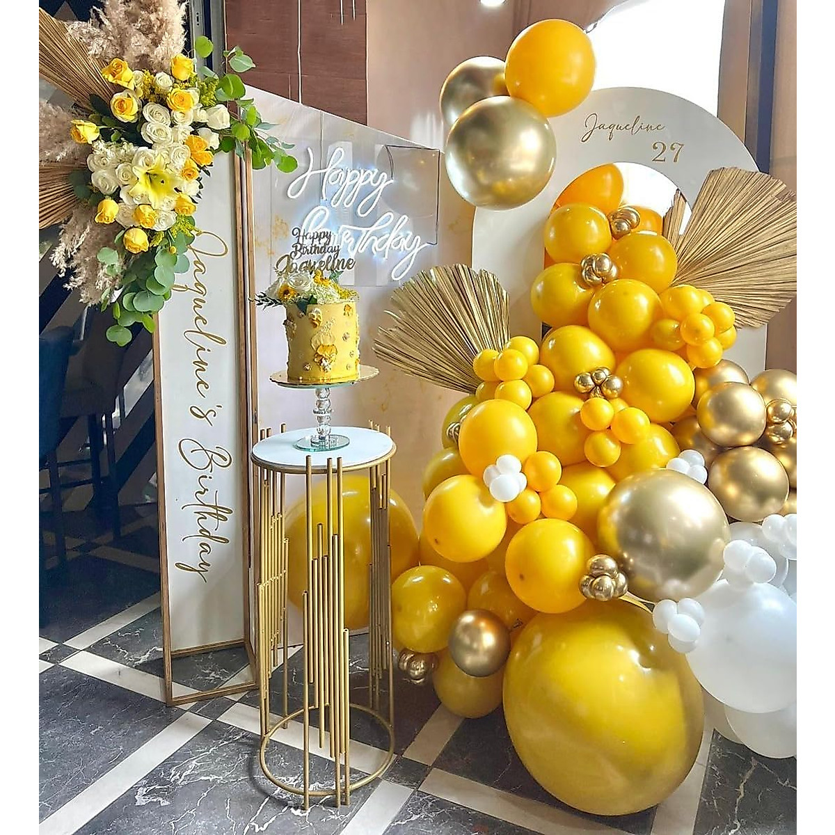 Yellow Balloons, 100Pcs 12 inch Bright Yellow Latex Balloons Round Helium Balloons for Birthday Wedding Anniversary Sunflower Party Backdrop Decorations