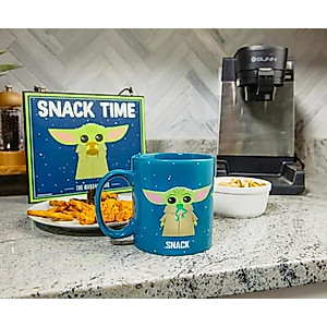 Silver Buffalo Star Wars The Mandalorian The Child Baby Yoda Grogu Protect Attack Snack Ceramic Coffee Mug, 20-Ounces