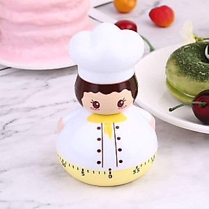 DOITOOL Kitchen Timer Cute Chef Cookie Kitchen Timer Novelty Manual Cooking Timer for Kitchen Alarm Home Desktop Decor (Yellow)