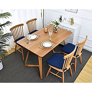 COSNUOSA Kitchen Chair Cushions Dining Chair Cushions with Ties Non Slip Kitchen Dining Chair Pads Seat Cushion Set 17 x 16 Inches Navy Blue 4 Pcs