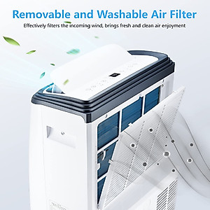 Portable Air Conditioner - Rintuf 12000 BTU Portable AC, Cools Rooms up to 550 Sq.ft, Also as Dehumidifier & Fan & Smart Timer, with Handy Remote, Washable Filter, Universal Wheels, Window Kit