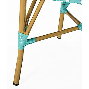 Safavieh Home Collection Hooper Indoor-Outdoor Stacking Side Chairs | Teal & White | Set of 2