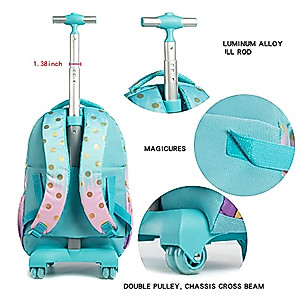 Jasminestar Rolling Backpack 18 inch Wheeled Kids Backpack with Insulated Lunch Bag and Pencil Case for Boys and Girls