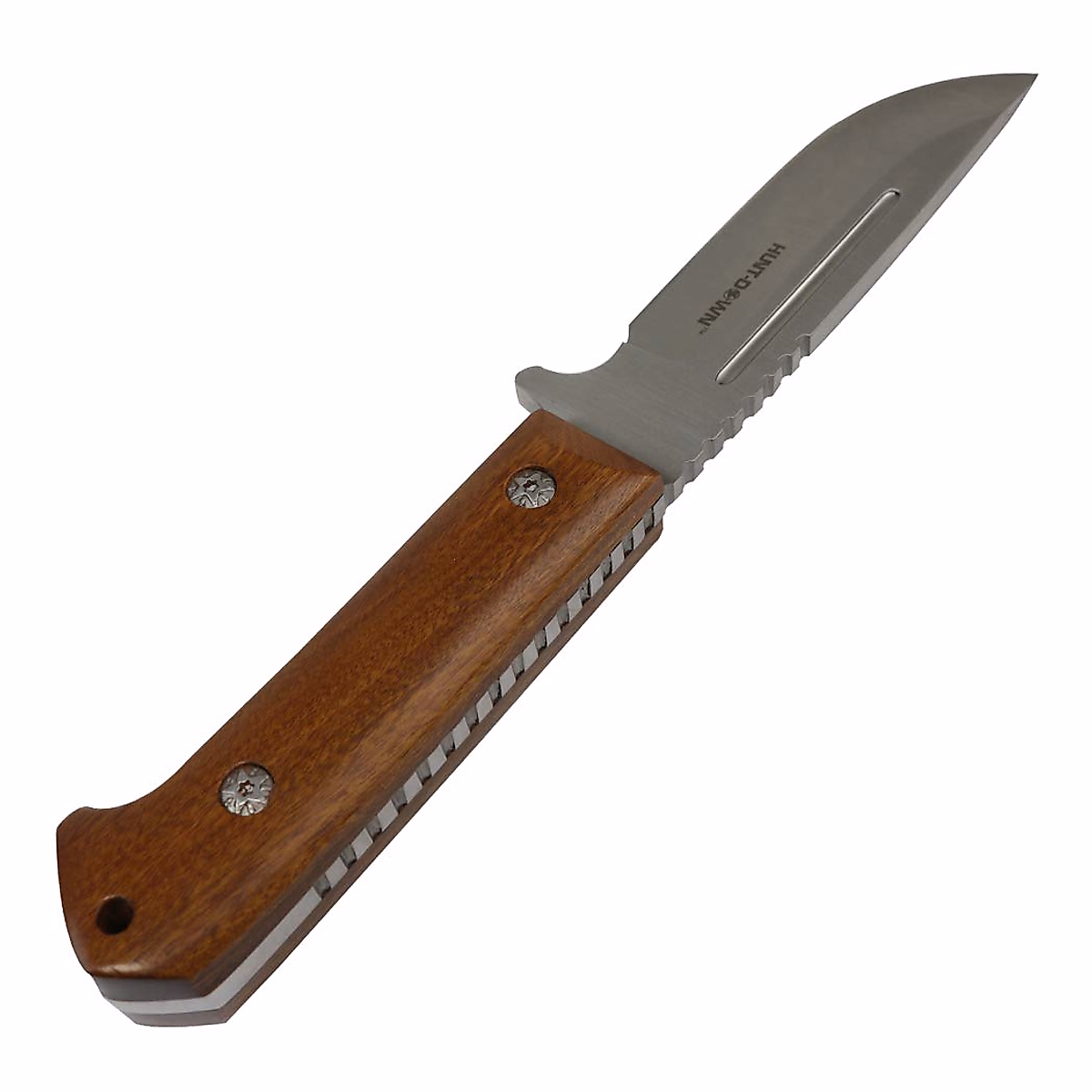 HUNT-DOWN 9.5" Full Tang Hunting Knife Fixed Blade Wood Handle Stainless Steel