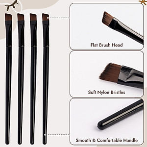 RMISODO 100 Pieces Angled Eyebrow Brushes, Flat Tapered Eyebrow Tint Brush, Soft Cosmetic Blending Brush, Portable Eyeshadow Concealer Brush, Professional Eye Makeup Brush for Women Girls, Black
