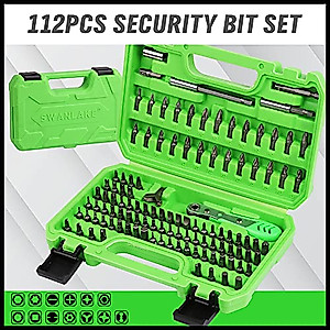 SWANLAKE 112PCS Security Bit Set Screwdriver Bit Set With Ratchet Wrench,Cr-V Steel