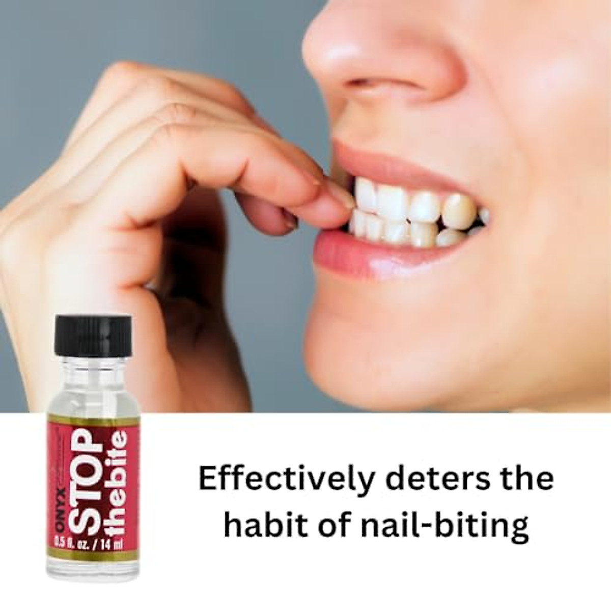 Onyx Professional Stop the Bite Nail Biting Deterrent Polish 0.5 Fl Oz - Helps Nails Grow & Can be Used as a Top or Base Coat