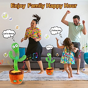 QIUXQIU Cactus Plush Toys 120 Music Recording and Follow You Speak and LED Glow Wiggle Dancing Cactus Electronic Toy,Plush Toy in Pot Decoration & Children Funny Stress Relief Toys