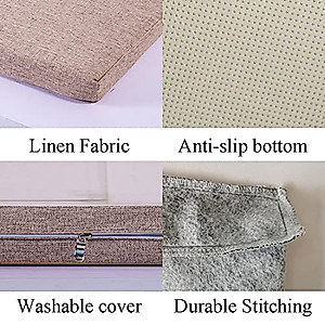 MICUSHION 36 x 14 inch Piano Bench Cushion for Indoor Shoe Storage Non Slip Picnic Bench Pad for Kitchen Dining Table Seat, Light Brown