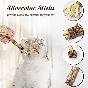 HomeDoReMi Cat Toy 5 Packs , King Size Cat Chew Toy, Kitten Teething Toys, Cat Chew Toys for Aggressive Chewers, Silvervine Chew Sticks for Cats, Catnip Sticks,Calm Cat Anxiety and Stress