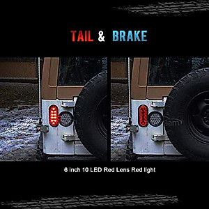 Partsam 10Pcs 6" Inch Oval Led Trailer Tail Lights Red 10 Diodes Grommet and Plug Waterproof Turn Stop Tail Brake Trailer Lights Replacement for RV Trucks