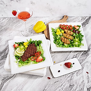 SUT 10-Inch Compostable Paper Plates, 100 PCS Square Biodegradable Bagasse Plates, Heavy-Duty Microwaveable Plates, Eco-Friendly Natural Disposable Plates, Made of Sugarcane Fibers, for Party, Picnic