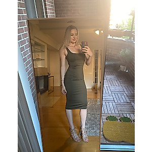 BEAGIMEG Women's Basic Tank Bodycon Sleeveless Solid Casual Long Dress Black