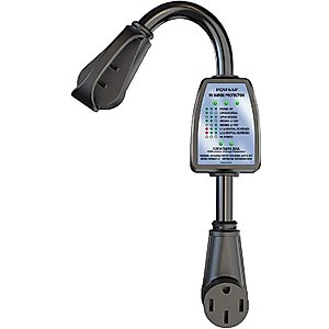 POWSAF 50amp Surge Protector for rv Accessories RV Voltage Protector/Monitor with Surge Protection(4100 Joules), Designed with Easy to Use Handles, ETL Listed, Black