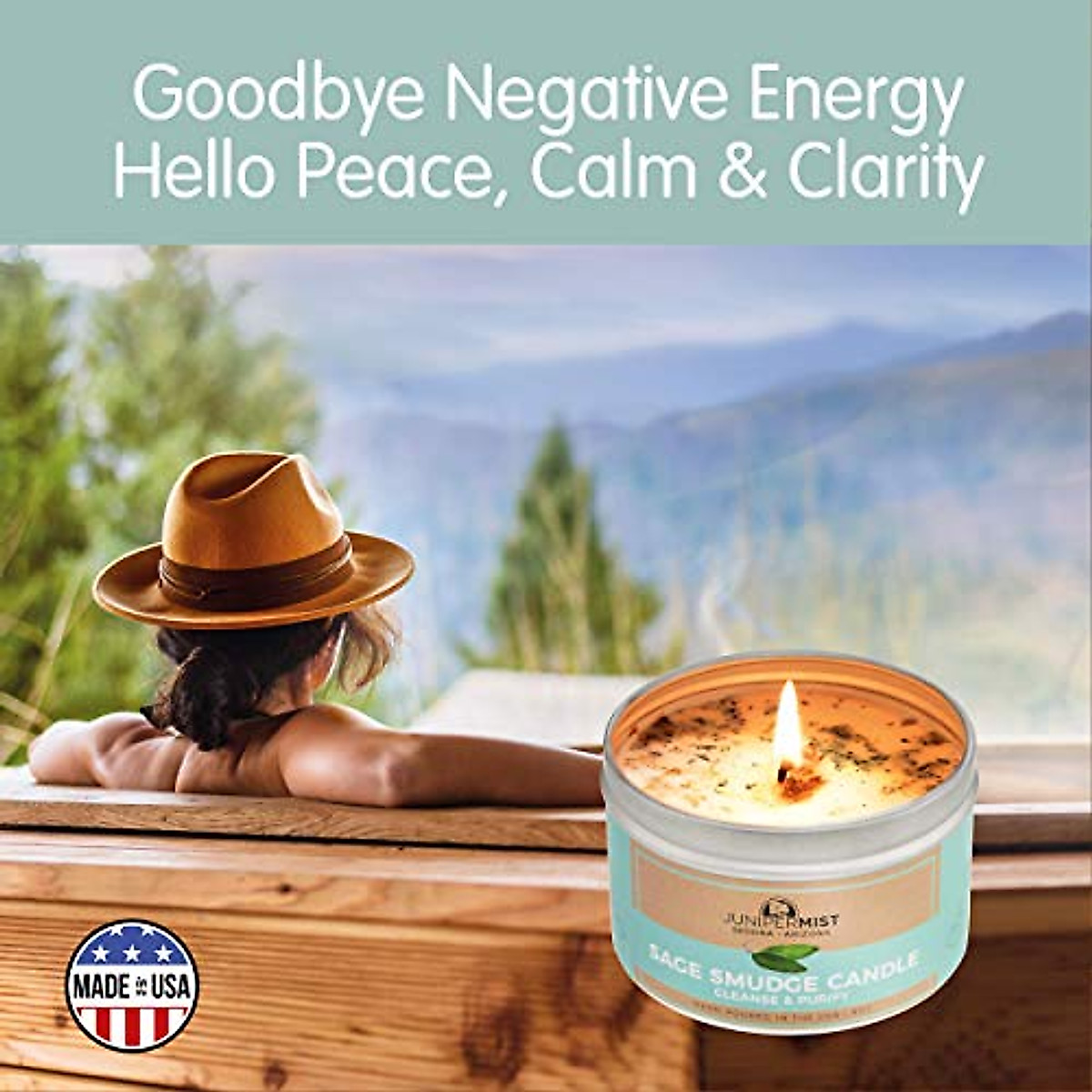 Palo Santo Smudge Spray + Sage Smudge Candle Bundle for Cleansing Negative Energy by JUNIPERMIST