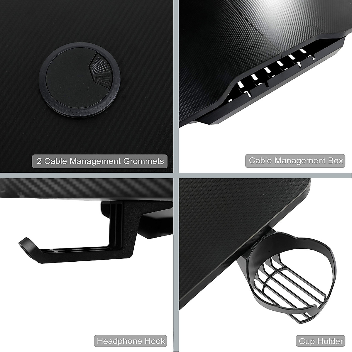 AuAg Gaming Desk 63 inch Larger Battlestation PC Computer Desk Home Office Desk Gaming Table Gamer Workstation with Full-Sized Desk Mat & Cup Holder & Headphone Hook & Powerful Cabling Management