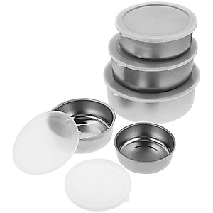 UPKOCH Snack Set Containers Pasta Containers 5pcs Box Food Prep Containers Travel Stainless Steel Bowls Home Accessories Round Crisper Sealing Bowls 5 Piece Set Lunch Box