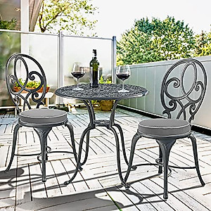 Blytieor 15 Inch Set of 2 Outdoor Bistro Chair Cushions,Small Patio Bistro Round Foam Seat Cushion Gray