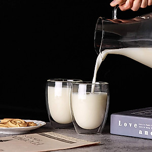 ComSaf Double Wall Glass Coffee Mugs 8.5 OZ 12 OZ, Insulated Thermal Cups for Office Home, Drinking Glasses For Tea/Coffee/Latte/Cappucino/Cafe/Milk, Clear