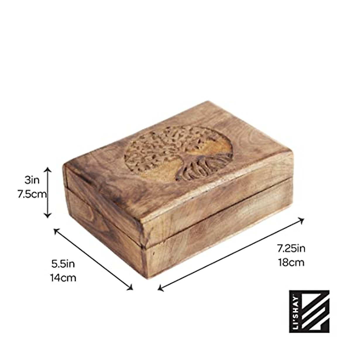 Li'Shay Wooden Trinket Keepsake Box with Tree of Life Design