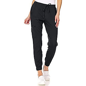 MediChic Mini Marilyn Scrub Joggers 4-Way Stretch Elastic Waistband Four Pocket Jogger Pants, Black, M