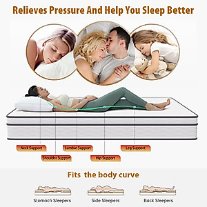 BLKMTY Mattress Full Size Mattress 10 Inch Mattress Innerspring Mattress with High Density Foam Mattress Bed-in-a-Box Twin Spring Mattress Pressure Relief for Adults, CertiPUR-US Certified