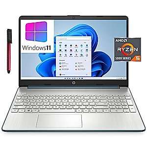 HP 15 15.6" FHD Laptop, Hexa-Core AMD Ryzen 5 5500U up to 4.0GHz (Beat i5-1135G7), 16GB DDR4 RAM, 1TB PCIe SSD, 802.11AC WiFi, Bluetooth 5.0, Type-C, Spruce Blue, Windows 11, BROAG 64GB Flash Drive