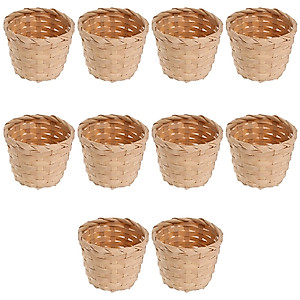 10pcs Small Basket Desktop Small Flower Pot Wicker Basket Woven Basket Succulent Planters Basket Pencil Holder Wicker Desk Organizer for Desktop Storage, 7.5x7.5x6cm