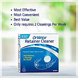 OrVance Retainer Cleaner Tablets (6 Month Supply) | Only 2 Cleanings Per Week Required | Removes Odors, Stains, Plaque for Invisalign, Mouth/Night Guards, and Removable Dental Appliances