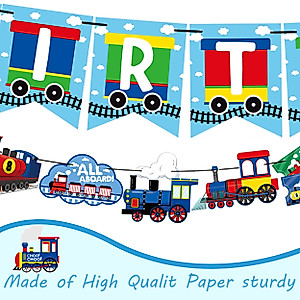 Train Birthday Party Banner Decorations Retro Train Birthday Party Supplies Steam Train Birthday Party Banner Decorations for Train Theme Birthday Party Baby Showers Party Supplies