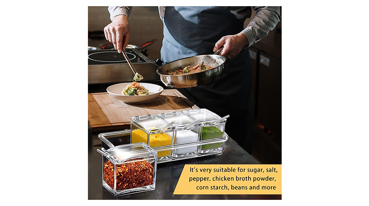 Faxco 4-Cell Clear Spice Organizer - Stylish & Durable Storage
