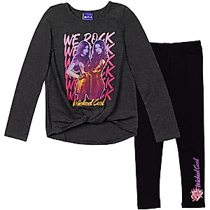 Disney Descendants Mal Evie Little Girls Long Sleeve Graphic T-Shirt & Leggings 6-6X