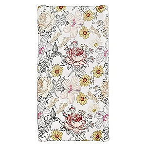 Baby Floral Diaper Changing Pad Cover Cradle Mattress Sheets, Infant Stretchy Fabric Changing Table Cover Changing Mat Cover Baby Nursery Diaper Changing Pad Sheets (Floral)