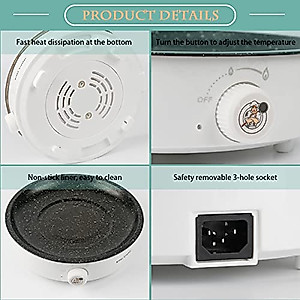 Electric BBQ Grill,Smokeless Indoor Coated Griddle Pan,10 Inch Round Nonstick Plate Portable, Medical Stone Coating Easy Cleaning,Grilling Surface Perfect for Cooking BBQ and Party Barbecue